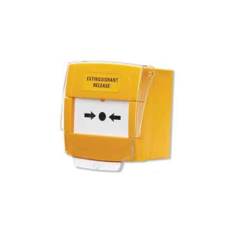 Break Glass, Yellow, surface mounting call point with hinged cover ...